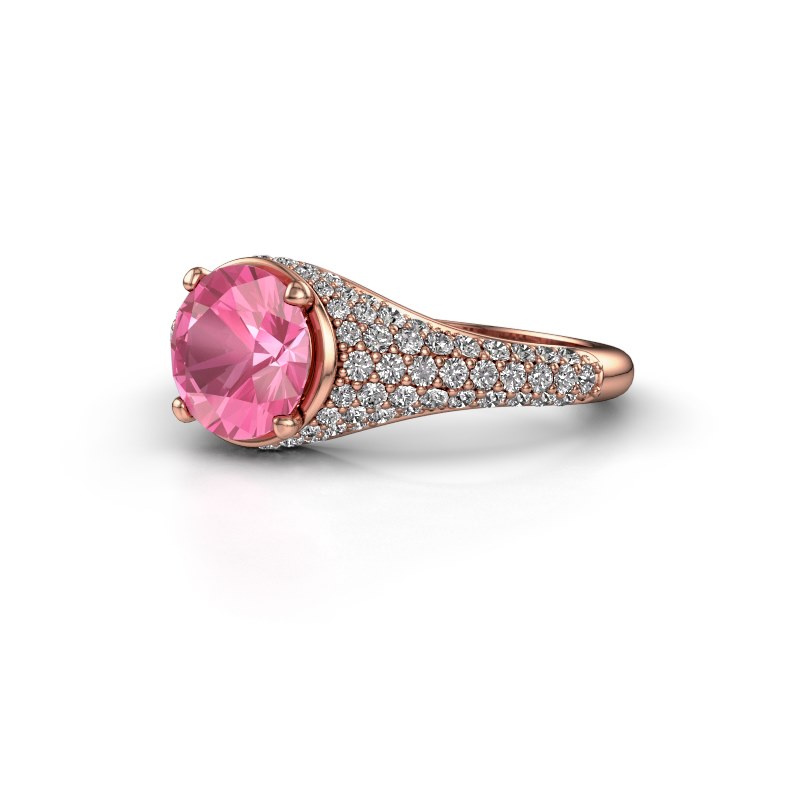 Roze saffier rosé gouden verlovingsring 7 mm Lovella|DiamondsByMe