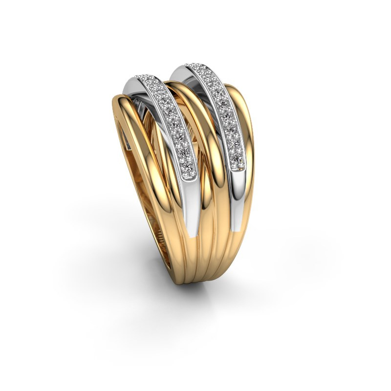 Gespaltene Bänder Annabel 2 Ring Gold mit 0.24 crt Diamant | DiamondsByMe