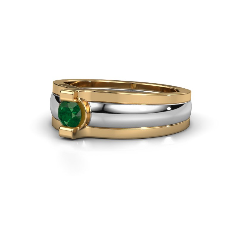 Moderne elegante witgouden ring Jade | Gezet met smaragd edelstenen