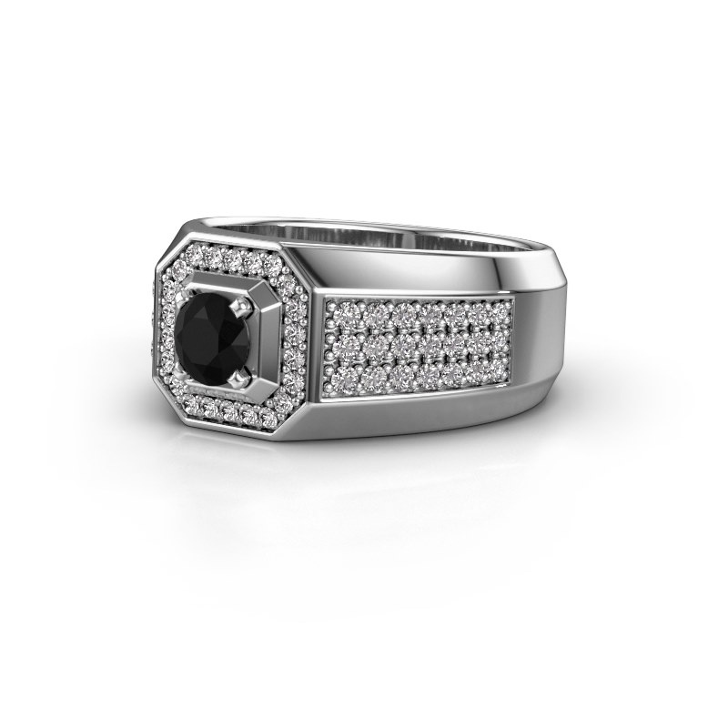 Zwarte diamanten 0.60 crt brede platina royaal heren ring Pavan