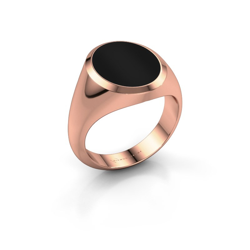 Rose gold solid Herman 4 signet ring with 15x12 mm oval shape onyx ...