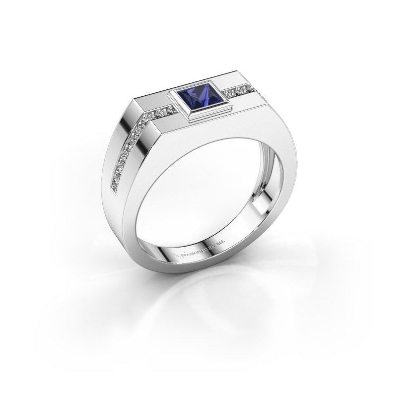 Rechthoekige witgouden heren ring Robertus 2 | Design je unieke ring!
