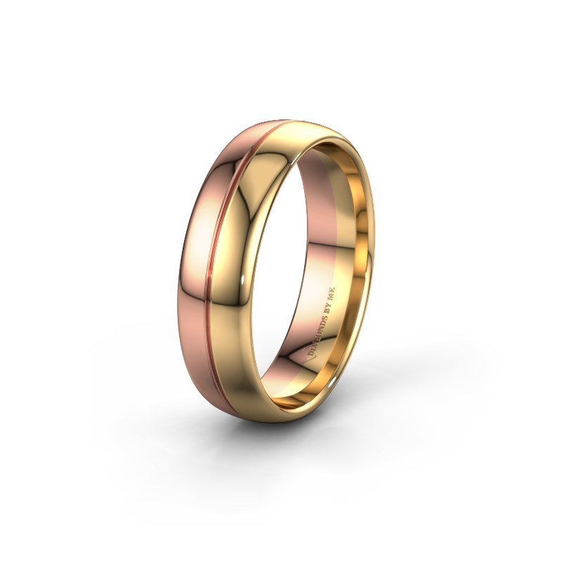 Bicolor mat/glimmende ±6 mm rosé gouden heren trouwring |WH0200M36AP