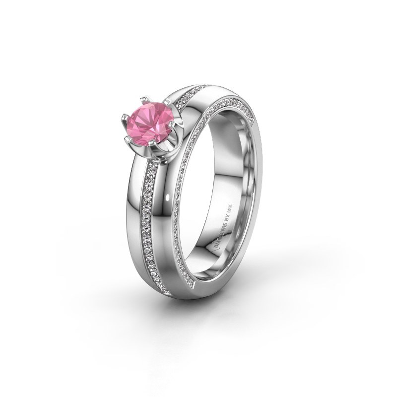Exclusieve roze saffier witgouden huwelijksring ±5 mm voor dames ...