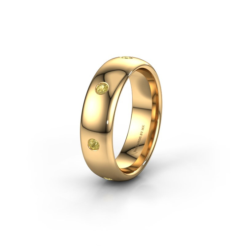 Moderne eternity ±6 mm gouden dames trouwring gele saffier WH0105L36BP