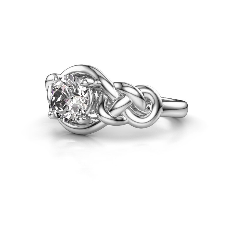 De witgouden Zoe ring is een knoop ring met diamant