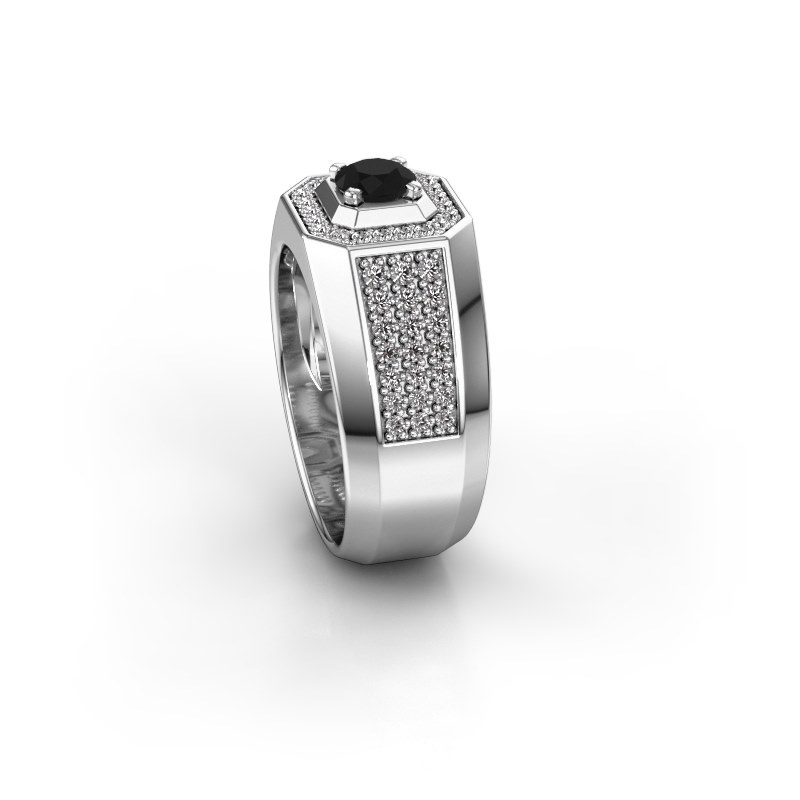 Zwarte diamanten 0.60 crt brede platina royaal heren ring Pavan
