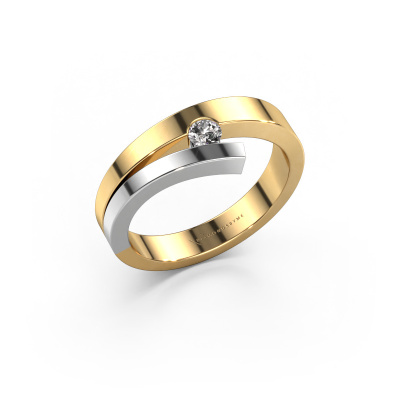 Moderne strakke gouden ring Rosario | Gezet met diamant edelstenen