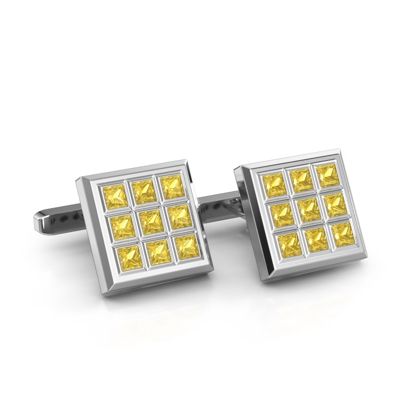 Exclusieve gele saffier royale witgouden manchetknopen | Clen
